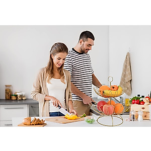 ACQTULOU 2 Tier Fruit Basket, Fruit Bowl, Vegetables Countertop Bowl Storage, Detachable and Hangable for Large Capacity Fruit Tray