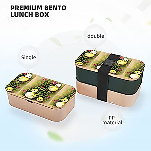 Duck With Wreath Premium Bento Lunch Box, 2 Compartments Leakproof Lunch Box With Cutlery For Adults, Microwave & Dishwasher Safe