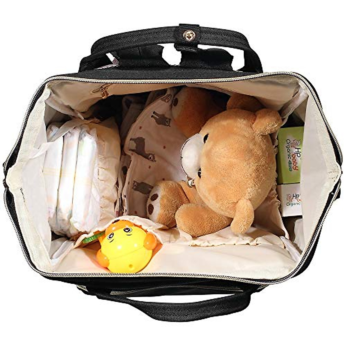 Arolly Multi-Function Waterproof Diaper Bag Travel Backpack Nappy Tote Bags for Baby Care, Large Capacity, Stylish and Durable (Black)