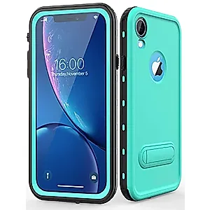 Diverbox for iPhone Xr Case Waterproof,Shockproof Dustproof IP68 Full-Body Sturdy with Kickstand Case Built-in Screen Protector,Underwater Full Sealed Cover Protective for iPhone Xr (Teal)