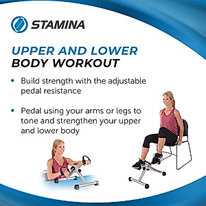 Stamina InStride Cycle XL - Folding Cycle Pedal Exerciser - Fitness Bike with Smart Workout App for Seated Exercise - Foldable Exercise Bike for Home Workout