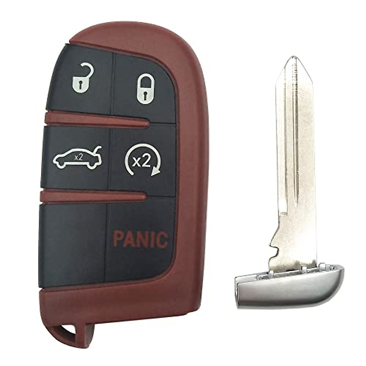 Smart Replacement Key Fob Cover Case fit for Jeep Grand Cherokee Dodge Challenger Charger Dart Durango Journey Chrysler 300 Keyless Entry Key Fob Shell (Red)