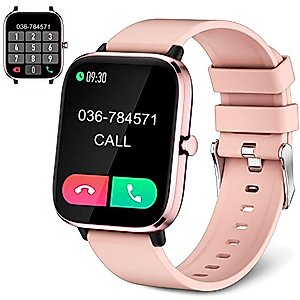 Smart Watch for Women(Call Receive/Dial), Smartwatch for Android Phones and iPhone Compatible, Fitness Tracker 1.69" Full Touch Color Screen IP67 Waterproof with Heart Rate Monitor Sleep Tracker, Pink