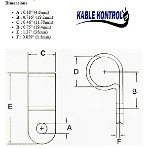 Kable Kontrol Nylon Cable Clamps – 3/4” Diameter – 100 Pcs/Pack – Black – Nylon 6-6 – R-Type Cable Clamps – Cable Organizer – Plastic Wire Clamps