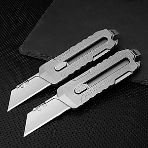 TGZUO Titanium Retractable Pocket Knife 6 inch Utility Knife with 10pcs Carbon Steel Blades