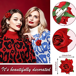 6 Pcs Rose Hair Clip Flower Hairpin Rose Hair Clip Comb Flower Hairpin Rose Brooch Floral Clips Mexican Rose Hair Accessories for Women Wedding Party Mother's Day(Red)