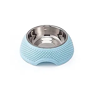 FUUIE Bowls for Food and Water Household Stainless Steel Pet Bowl, Suitable for Dogs and Cats, Bite Resistant, Non-Slip, More Durable (Color : Blue)