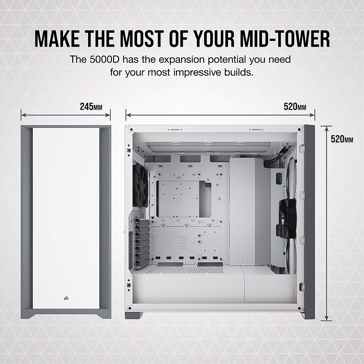 Corsair 5000D Tempered Glass Mid-Tower ATX PC Case - White