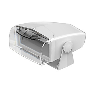 Dual Electronics MH200 Universal Gimbal Marine Radio Housing Unit, Transparent Fold-Down Door, Fully Enclosed Design, Single DIN, White