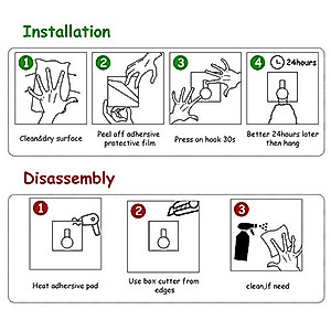 Adhesive Hooks Heavy Duty Waterproof Stainless Steel Wall Hooks for Towel ,Cloth,Coat Sticky Hanging Hooks 4 Sets for Bathroom,Bedroom,Kitchen，Door-4 Pack