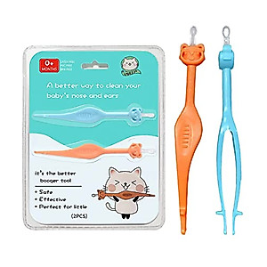 Two Pack 3 in 1 Baby Nose and Ear Gadget, Safe Baby Booger Remover, Nose Cleaning Tweezers, Nose Cleaner for Baby Infants and Toddlers, Dual Earwax and Snot Removal Baby Must Have Items