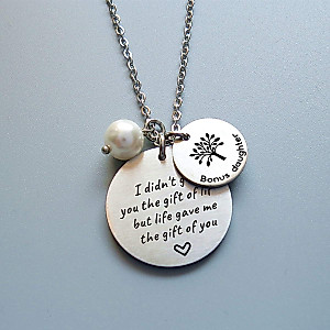 Stepdaughter Gift - I Didn't Give You the Gift of Life But Life Gave Me the Gift of You - Family Tree Pendant Necklace Step Daughter Gifts from Stepmom or Stepdad