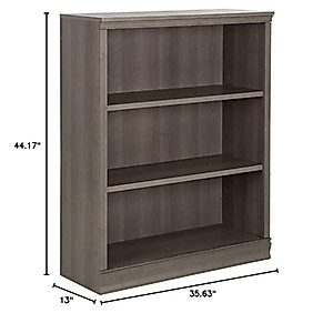 South Shore Morgan Small 3-Shelf Bookcase - Adjustable Shelves, Grey Maple