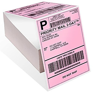Phomemo Pink Label Printer, Thermal Label Printer for Shipping Packages, Shipping Label Printer with 4X6'' Direct Thermal Shipping Labels，500 Fan-Fold Labels