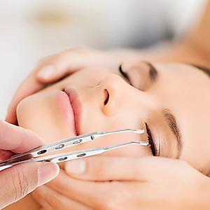 TEHAUX Meibomian Gland Expressor, Stainless Steel Eyelid Massage Tweezers Multi-Function Arita Expressor for Dry Eyes (Silver)