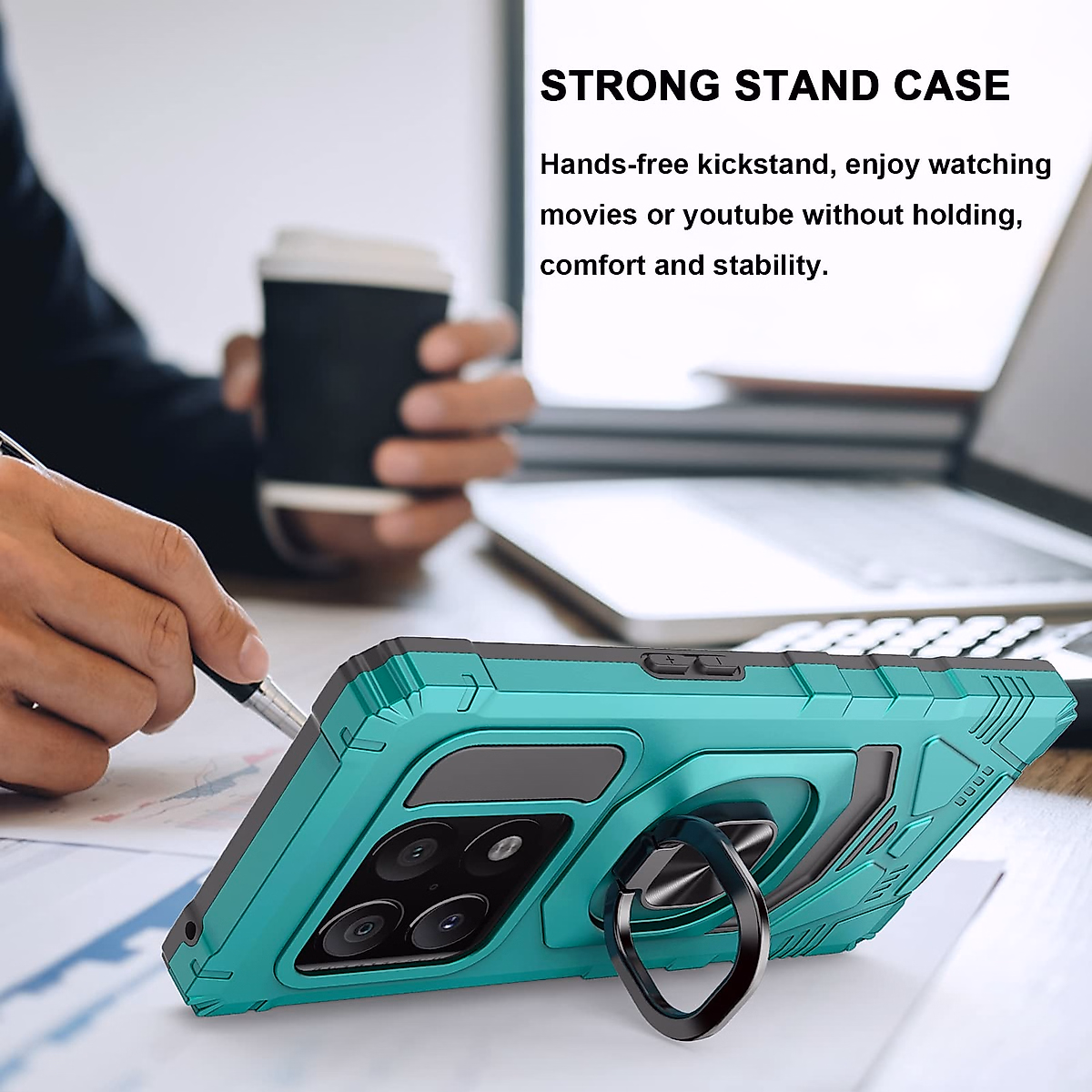 Ailiber Compatible with OnePlus 10 Pro Case, 1+ 10 Pro Case with Screen Protector, Ring Kickstand for Magnetic Car Mount, Heavy Duty Shockproof Protective Rugged Phone Cover for One Plus 10 Pro-Green