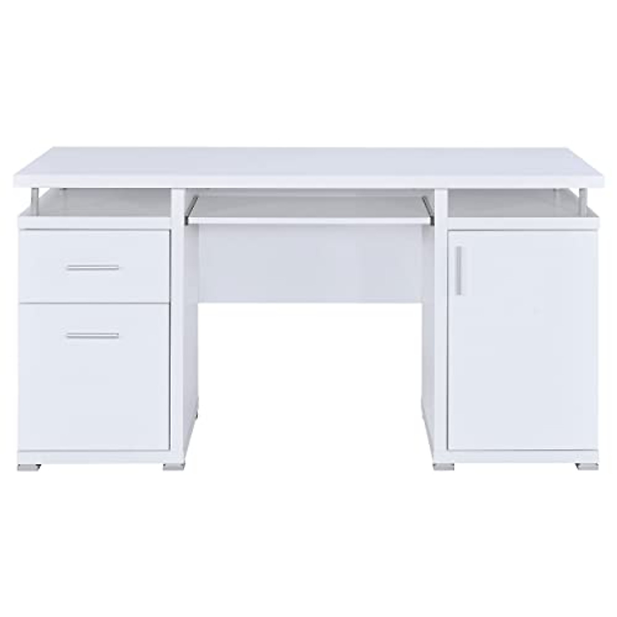 Coaster Furniture Tracy Modern Contemporary 2 Drawer Home Office Computer Desk with Keyboard Tray Storage File Cabinet White 800108