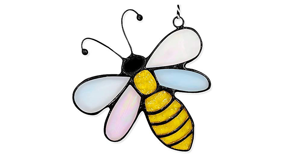 Huray Rayho Bee Suncatcher Window Ornament - Handcrafted Stained Glass