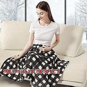 Soft Fleece Throw Blanket, Substitute for Wearable Blanket- Inside Cozy Sherpa and Outside Comfy Fleece Poncho Blanket with Buttons (Grey, 63" L×30" W)