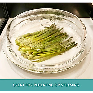 Cuchina Safe 2-in-1 Cover ‘n Cook Vented Glass Microwave Plate Cover and Baking Dish; Easy to Grip for Baking and Serving