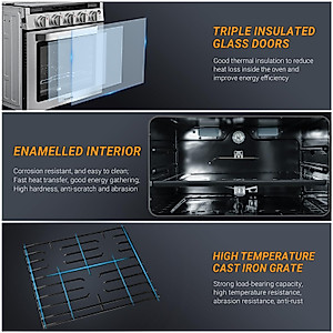 AMZCHEF RV Gas Range 21 Inches Tall,1.77 Cu.Ft Propane Range Oven with 3 Burners Stove for RV, Apartment, Mobile Home, Stainless Steel.