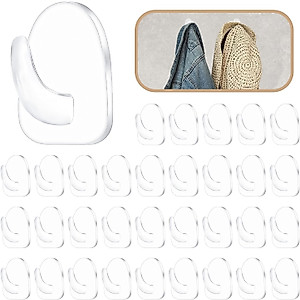 20 Pcs Clear Adhesive Wall Hooks for Hanging, Small Plastic Sticky Hooks, Transparent Acrylic Sticky Hangers for Walls No Damage, Temporary Wall Hooks for Bathroom, Kitchen Home Storage Hooks