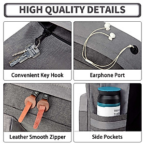 Laptop Backpack, Water Resistant High School Backpack in Gray by Vaschy fits up to 15 Inch Laptop