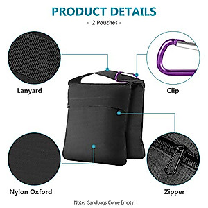 Neewer 4-Pack Photography Sandbag Sand Bags Saddlebag Design 4 Weight Bags for Photo Video Studio Stand Backyard Outdoor Patio Sports, Transparent PP Bag and Clips Included (Black)