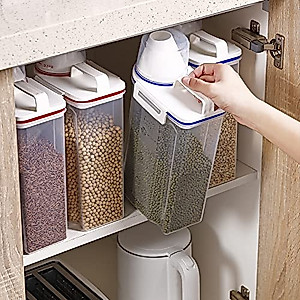 2Pack Rice Storage Bin Cereal Containers Dispenser,BPA Free Plastic Airtight Dry Food Storage Containers for Oatmeal, Grain, Cereal, Flour(blue+Red)