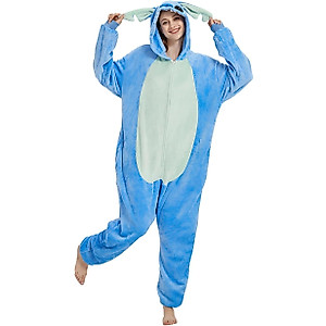 MWLOVER Adult Stitch Onesie Halloween Unisex Animal Costume Cosplay Pajamas Jumpsuit(Small)