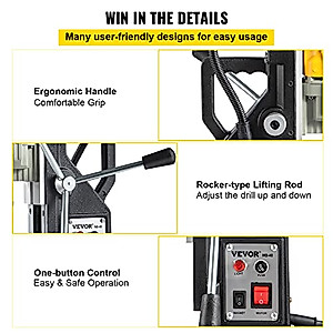 VEVOR Magnetic Drill, 1100W 1.57" Boring Diameter, 2697lbf/12000N Portable Electric Mag Drill Press with 7 Bits, 580 RPM Max Speed Drilling Machine for any Surface and Home Improvement