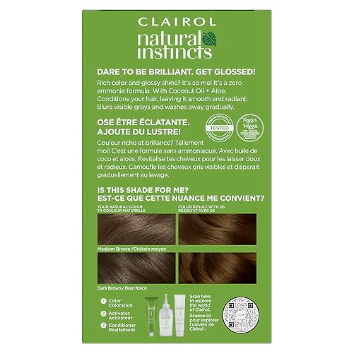 Clairol Natural Instincts Demi-Permanent Hair Dye, 5G Medium Golden Brown Hair Color, Pack of 1