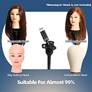 Goodofferplace Tall Wig Tripod Stand,Metal Mannequin Head Stand Adjustable for Mannequin Head,Training Canvas Block Head,for Styling,Wig Making Displaywith Carrying Bag,30 Pcs T-Pins(35.4-52.4 Inch)
