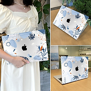 Yebiseven Case for MacBook Air 13 inch 2021 2020 2019 2018 Model A2337 M1/A2179/A1932, Laptop Hard Shell Case with Keyboard Cover & Screen Film & OTG Adapters & 2 Webcam Covers, Geometric Floral