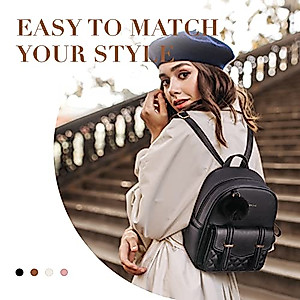 Missnine Mini Backpack for Women Cute Small Backpack Purse With Pompom PU Leather Bookbag Small Casual Daypacks For Ladies