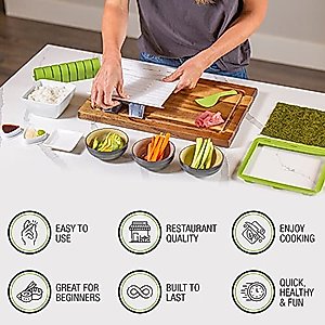 SushiQuik Sushi Making Kit | Sushi Kit for Beginners | Sushi Rolling Kit w/Unique Frame for Exact Amount of Sushi Rice on Every Sushi Seaweed Sheets | Sushi Maker Kit | Sushi Rolling Kit | Sushi Mat
