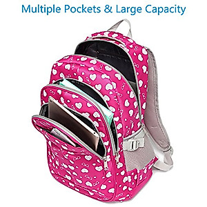 BLUEFAIRY Girls Backpack Kids Elementary School Bags Child Bookbags Waterproof Lightweight Travel Sturdy Durable Gift Mochila Para 5.6.7.8.9.10 Niñas（Rose Red）