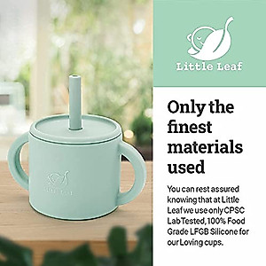 Silicone Baby Cup - 6OZ Transition Sippy Cups with Straw & Removable Lid - Green…