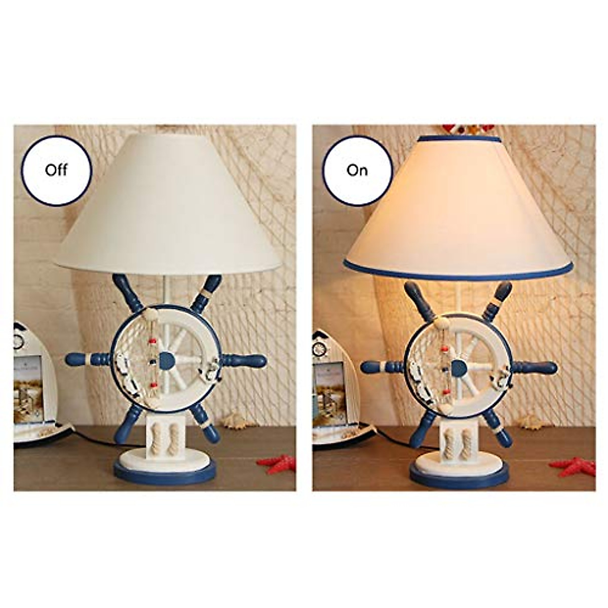 Useful Mediterranean Style Wood Table Lamp LED Eye-caring Modern Bedside Desk Lamps for Bedroom Living Room Writing Reading E27 Bulb Desk lamp (Color : 2)