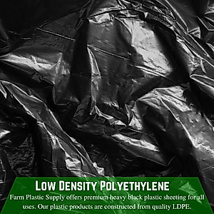 Farm Plastic Supply - Black Plastic Sheeting - 10 mil - (5' x 100') - Black Plastic Tarp, Polyethylene Vapor Barrier Plastic Sheeting, Black Painters Tarp, Roll of Heavy Duty Plastic