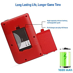 Handheld Game Console with 400 FC Games-Retro Game Console- Portable Video Game Console, Support for Connecting TV & Two Players, 1020mAh Rechargeable Battery. (RED)