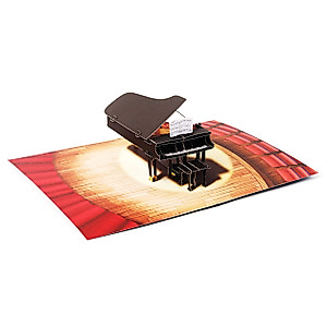 Liif Grand Piano Pop-Up Card, Thank You, 8 in x 6 in, Laser Cut and Hand Assembled, Satisfaction Guarantee
