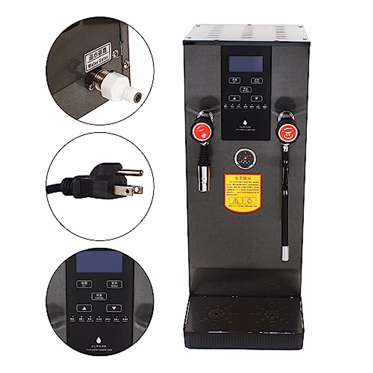 Xlsdlvcnxz 12L 2500W Commercial Milk Frother,Commercial Espresso Machine,Milk Frother Steamer with LED Display,Milk Steamer for Espresso Coffee Tea Dessert Shop Hotel