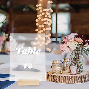 Aboofx White Wood Place Card Holders, 12PCS Table Number Holders, 2.75 x 1.38 x 0.71 inch Wooden Stands for Acrylic Signs Display Stand Holders for Wedding Dinner Home Party Events Decoration