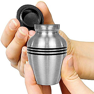 Trupoint Set of 4 Small Urns for Human Ashes Adult Male or Female - Holds 0.75 Lbs. Per Mini Urn, 2.75" x 1.75" Mini Cremation Urns, Keepsake Burial Urns with Case & Bags - Pewter