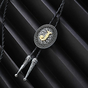 HUABOLA CALYN Bolo tie for Men, Western Cowboy Golden Alphabet Initial Letter ABCDJMR to Y Costume Bolo ties Neckties (J)