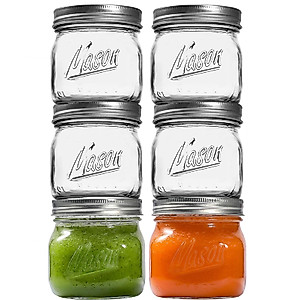 Ieavier 6 PACK Wide Mouth Mason Jars 16oz with Airtight Lids and Bands, Canning Jars with Crystal Glass for Food Storage, Spice Jars, Canning, DIY Projects, Jam, Jelly, Honey, Preserving, Drinking