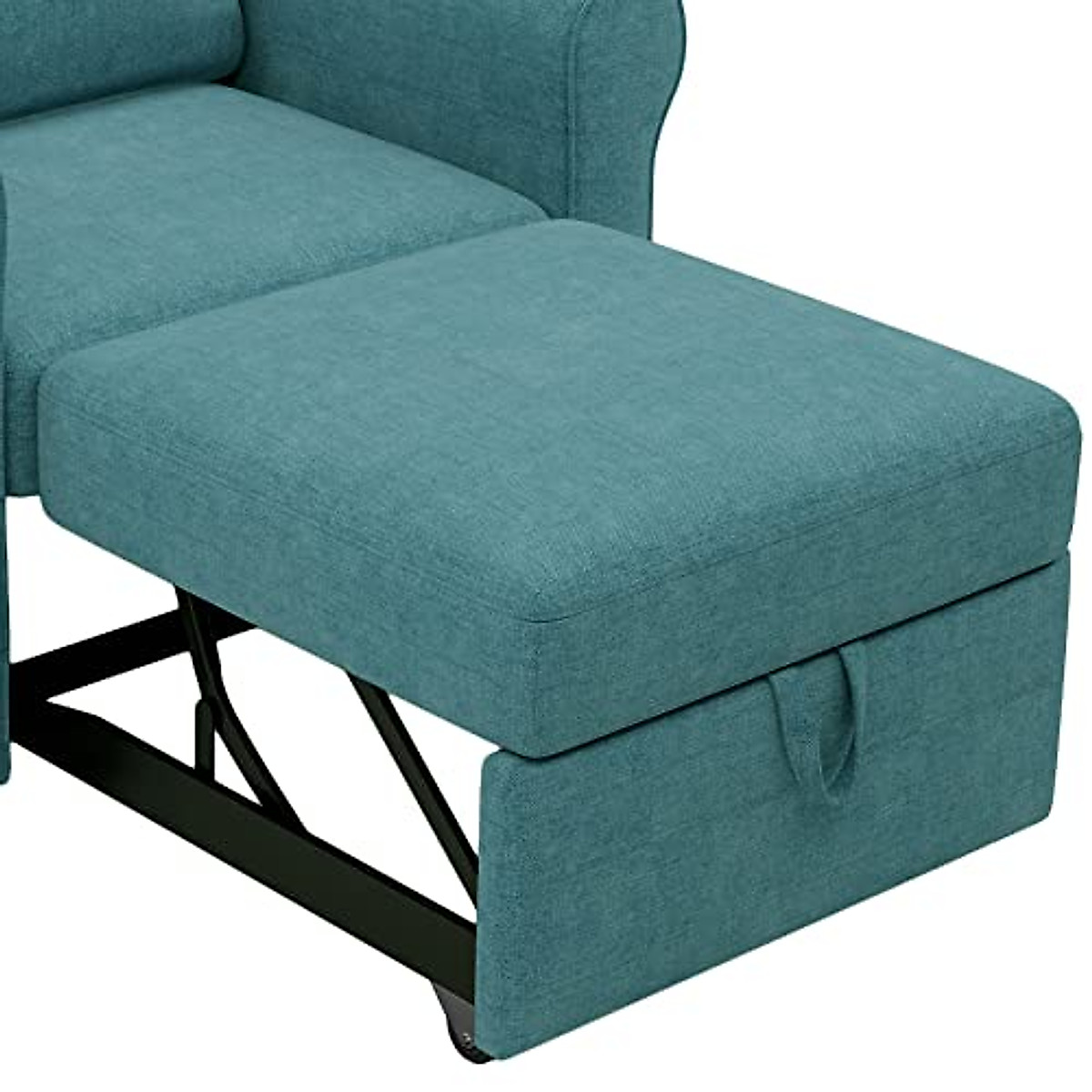 Quarte Modern 3-in-1 Sofa Bed Chair, Convertible Sleeper Chair Bed, Multi-Functional Breathable Linen Sleeper Pull Out Chair Bed, Single Bed with Adjust Backrest (Teal/Linen)