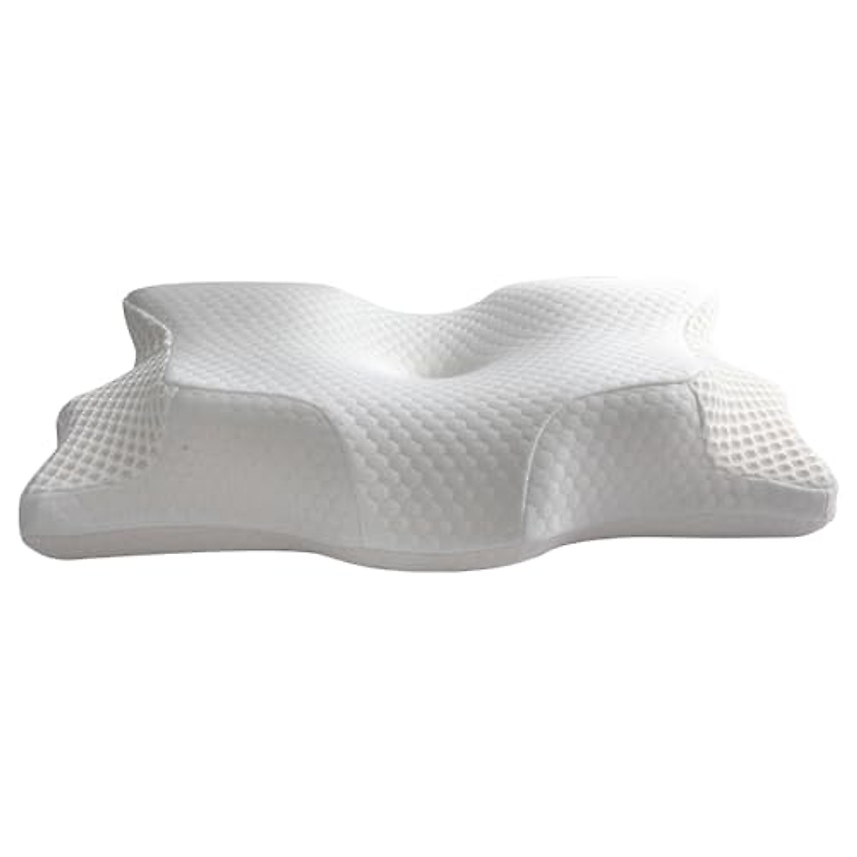 Cervical Pillow for Neck Pain Relief, 2-Way Adjustable Orthopedic Pillow with Cooling Case, Hollow Design Contour Memory Foam Neck Support Pillow for Side, Back and Stomach Sleepers - White