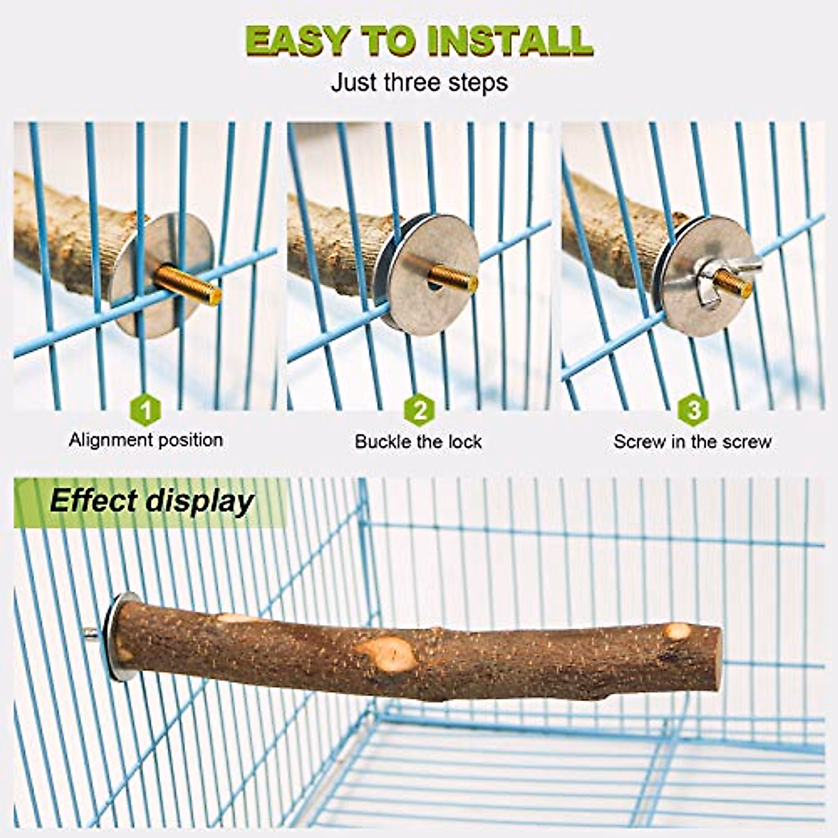 4 Pack Natural Wood Bird Perch for Bird Cages,Parrot Stand Perch Platform Exercise Playground Toys Paw Grinding Stick Perch Stand Cage Accessories for Budgies Cockatiel Conure Parakeet Lovebirds (H01)